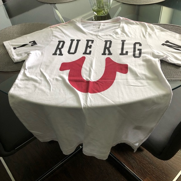 True Religion | Shirts | True Rlgn Tshirt White Wblk Letters On Chest ...